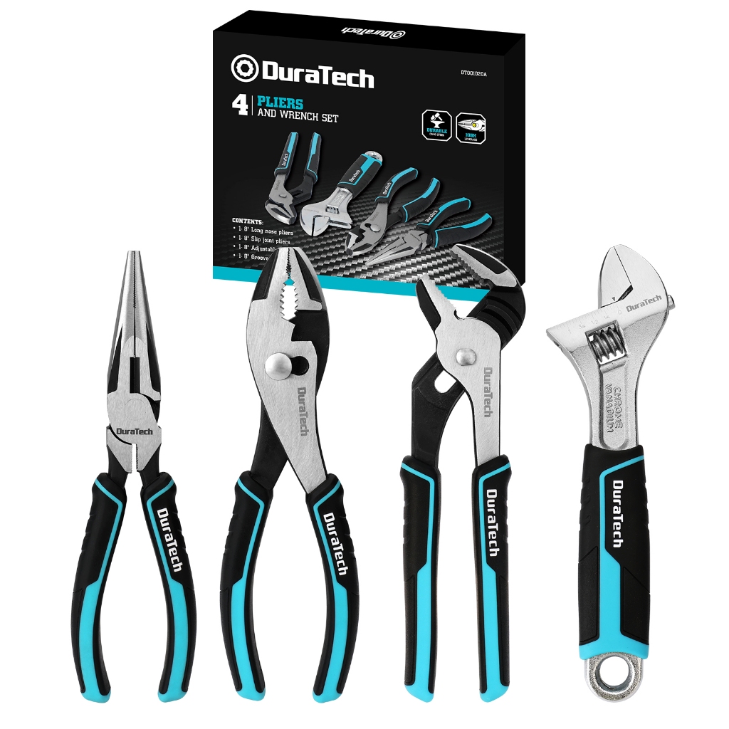 DURATECH 4-Piece Pliers Set, 8" Long Nose Pliers, 8" Slip Joint Pliers ...