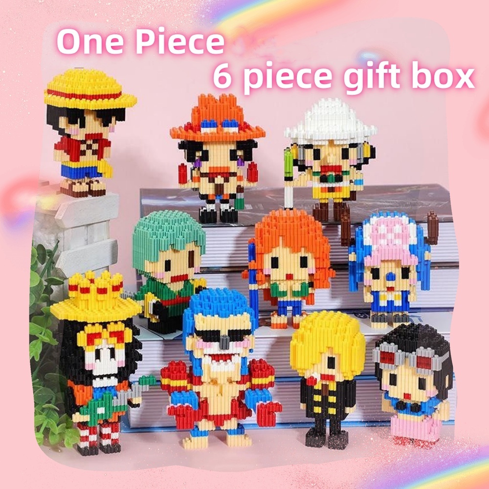 6 PCS One Piece Luffy Assembly Building Block Toy Gifts Mini Character ...