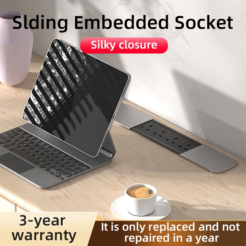 Hidden Sliding Desktop Socket UK US Universal Standard Table Plug ...