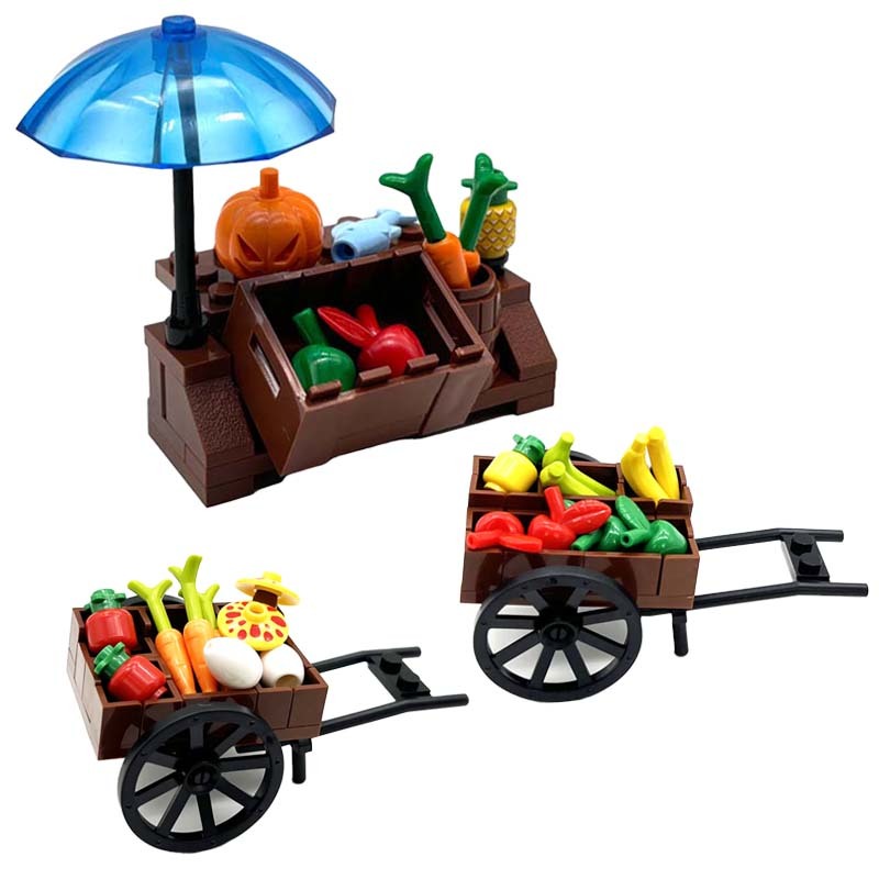 MOC Food Market Small Particle Bricks Fruit and Vegetable Stall ...