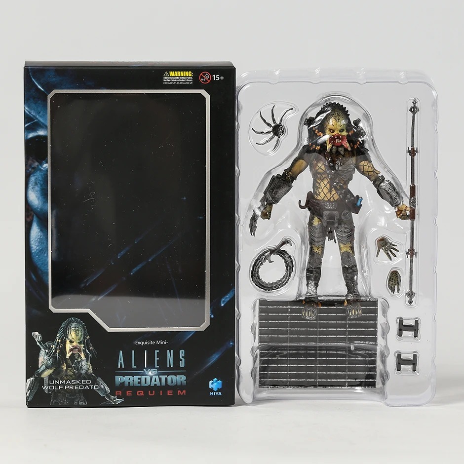 Hiya Toys AVP Unmasked Wolf Predator 1/18 Exquisite Mini Action Figure ...