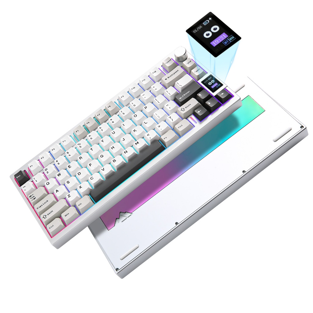 YUNZII AL80 QMK/VIA Aluminum Wireless Mechanical Keyboard, LCD Display ...