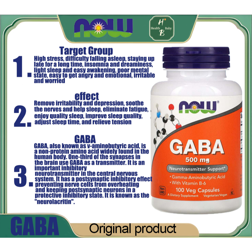 Now Food Gaba supports nerve function 500mg 100Veg Capsules(Contains ...