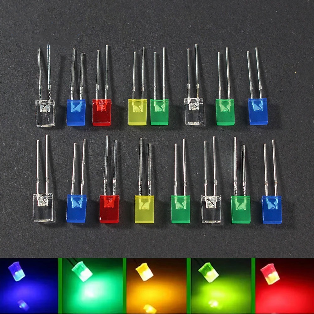 100pcs/lot Square 2*5*7mm LED Diode 2X5X7mm 5 Colors Red Yellow Green ...