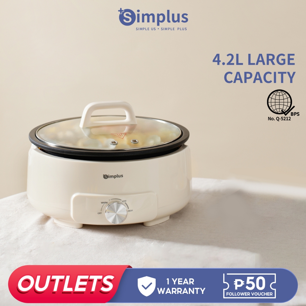 Simplus Electric Cooker Hot Pot Nonstick Pot with Dual Power Control ...