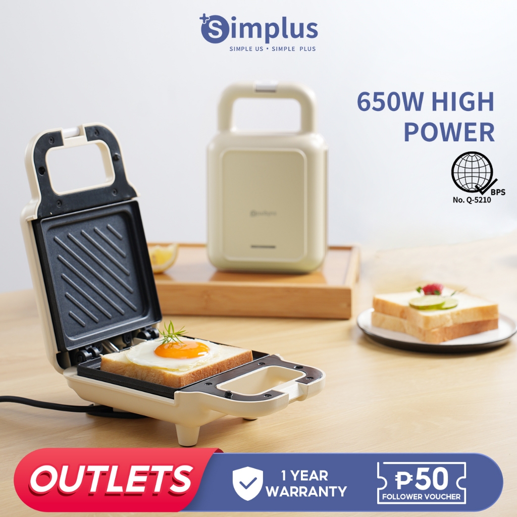 Simplus Sandwich Maker Multifunctional Breakfast Machine Non Stick Dual ...