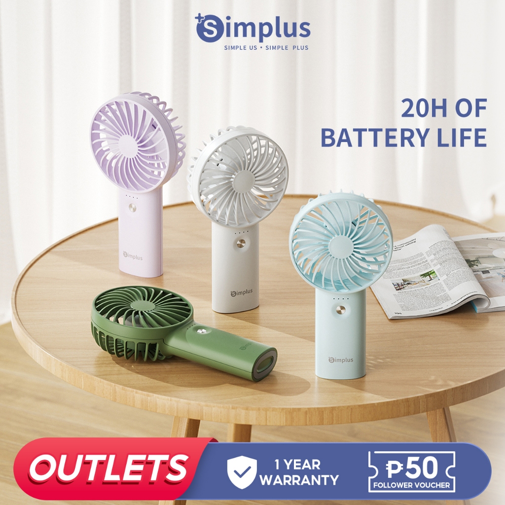Simplus Mini Fan Rechargeable Fan 3 Speeds Type-C Charging Strong Wind ...