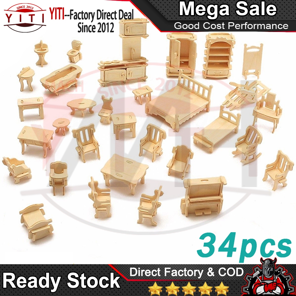 Miniature Furniture 1:12 Doll House Mini 3d Wooden Puzzle Diy Building ...