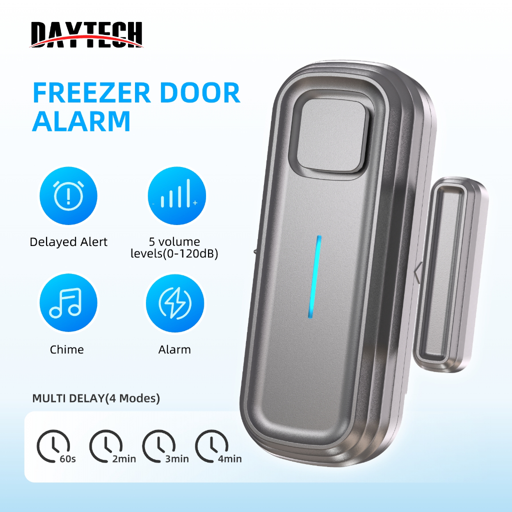 DAYTECH Fridge Door Alarm with Delay 1/2/3/4 mins Adjustable Close ...