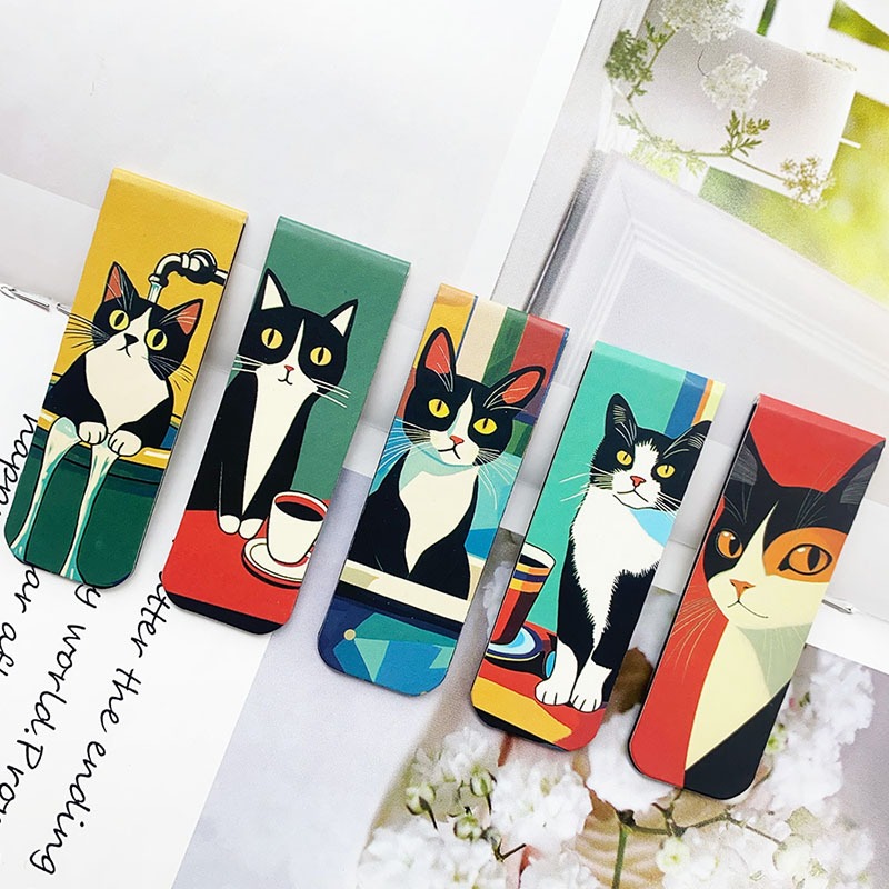 5pcs/set Black Cats Bookmarks Vintage Magnetic Book Markers Gifts for ...