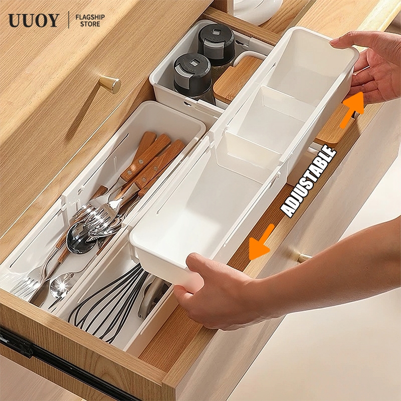 UUOY Drawer Organizer Adjustable and Scalable Drawer Storage Box ...