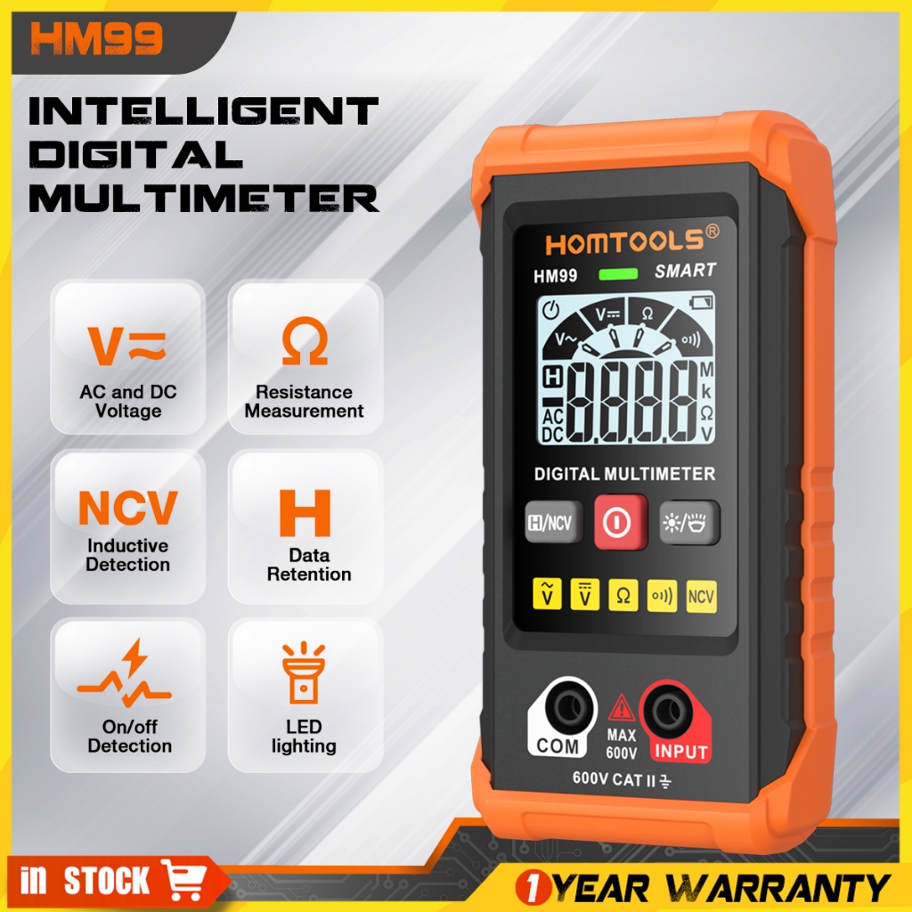 HOMTOOLS HM99 Smart Mini Digital Multimeter 600V Auto Range Multimeter ...
