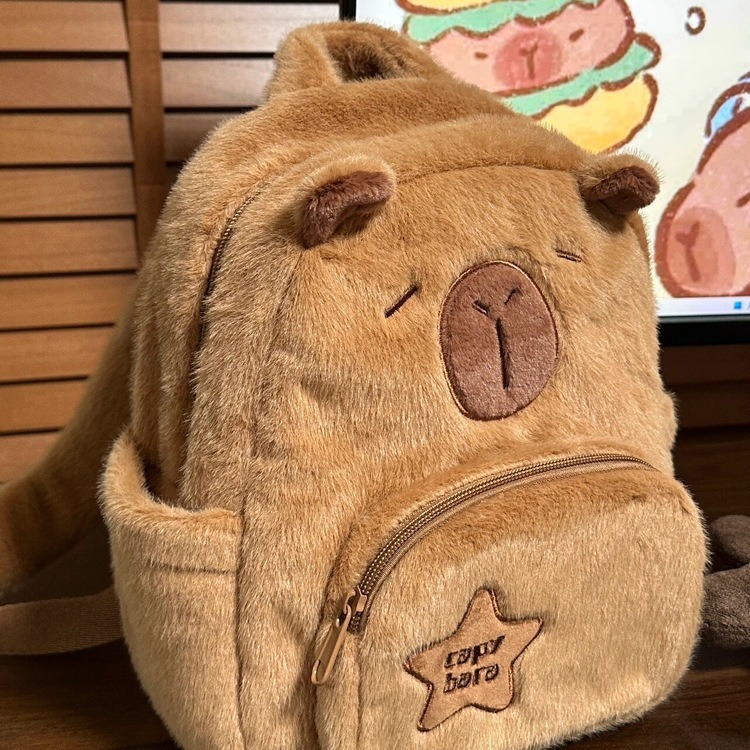 New Capibara Plush Capybara Backpack Cute and Versatile Furry Bag ...