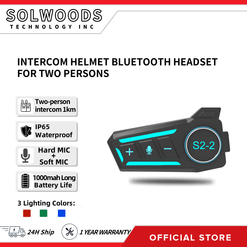 SOLWOODS S2 Motorcycle Helmet Bluetooth Headset With Hard and Soft Mic ...