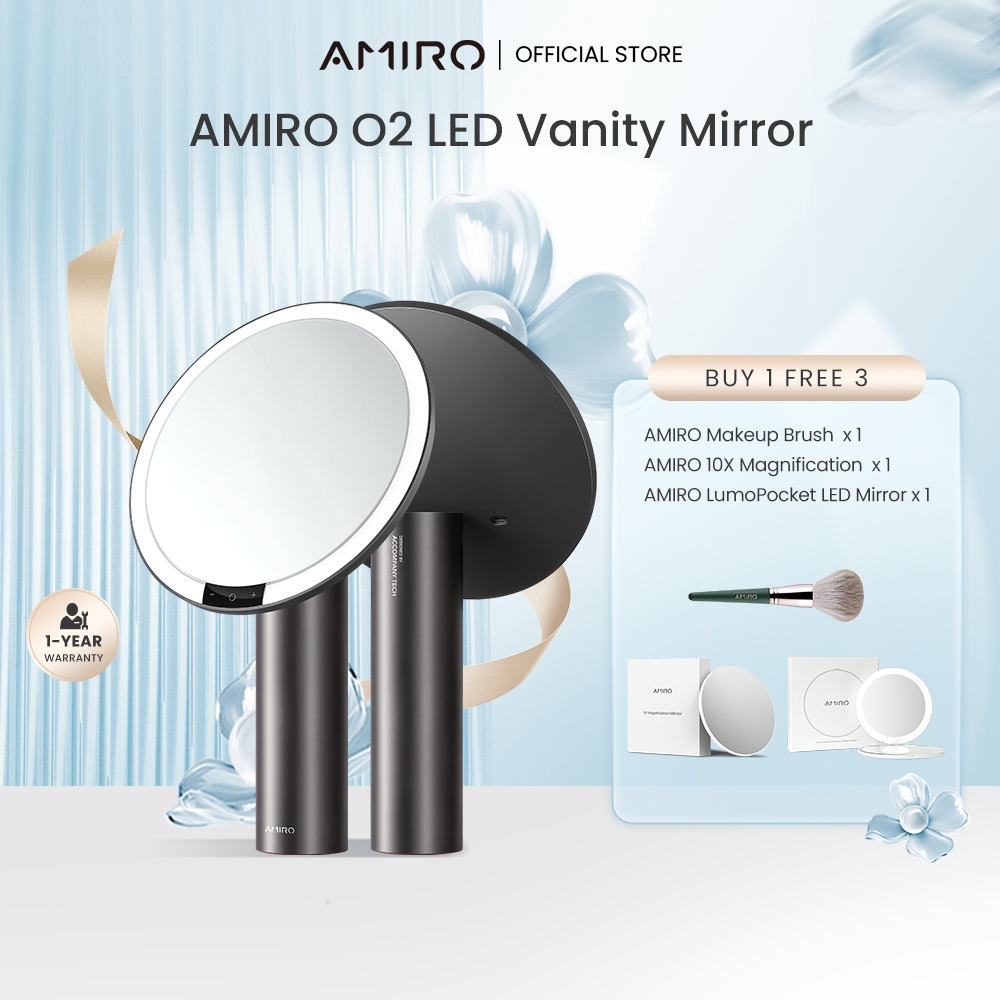 AMIRO O2 LED Vanity Mirror 10X Magnifying Makeup Mirror 2200mAh Mirror Desktop Face Makeup ...