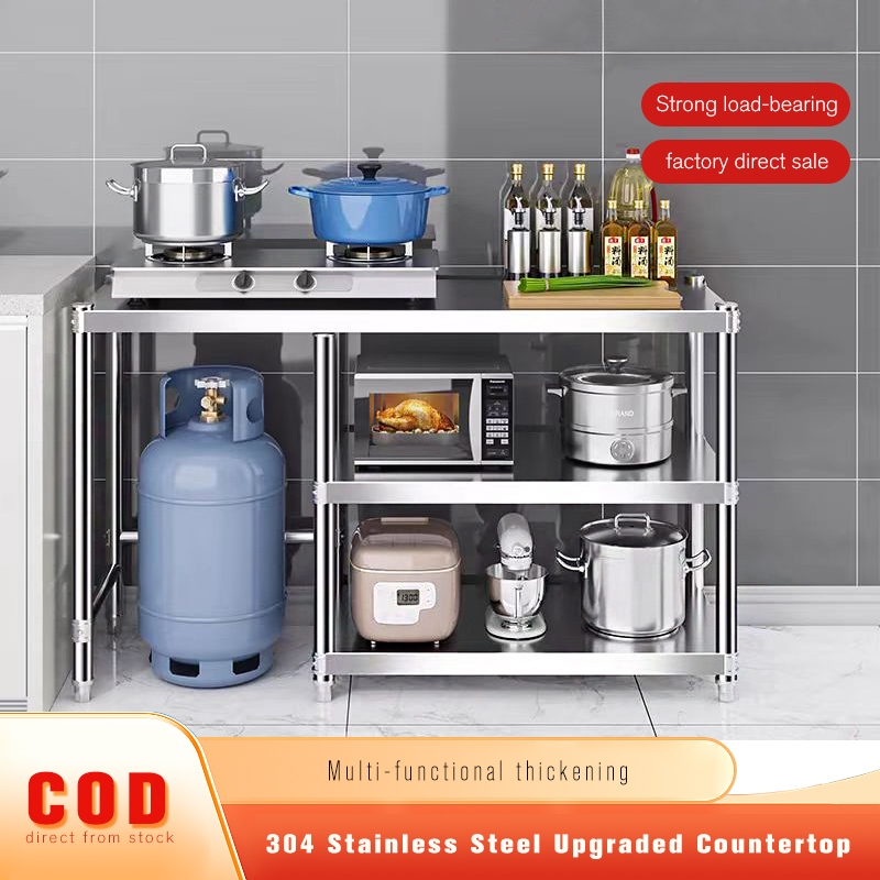 Kitchen 304 stainless steel shelf console floor-to-ceiling gas tank ...