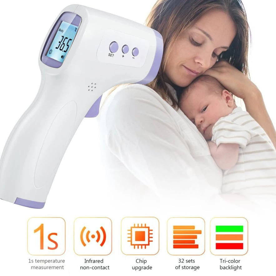 Non-Contact Infrared Digital Thermometer Forehead Body Temperature with ...