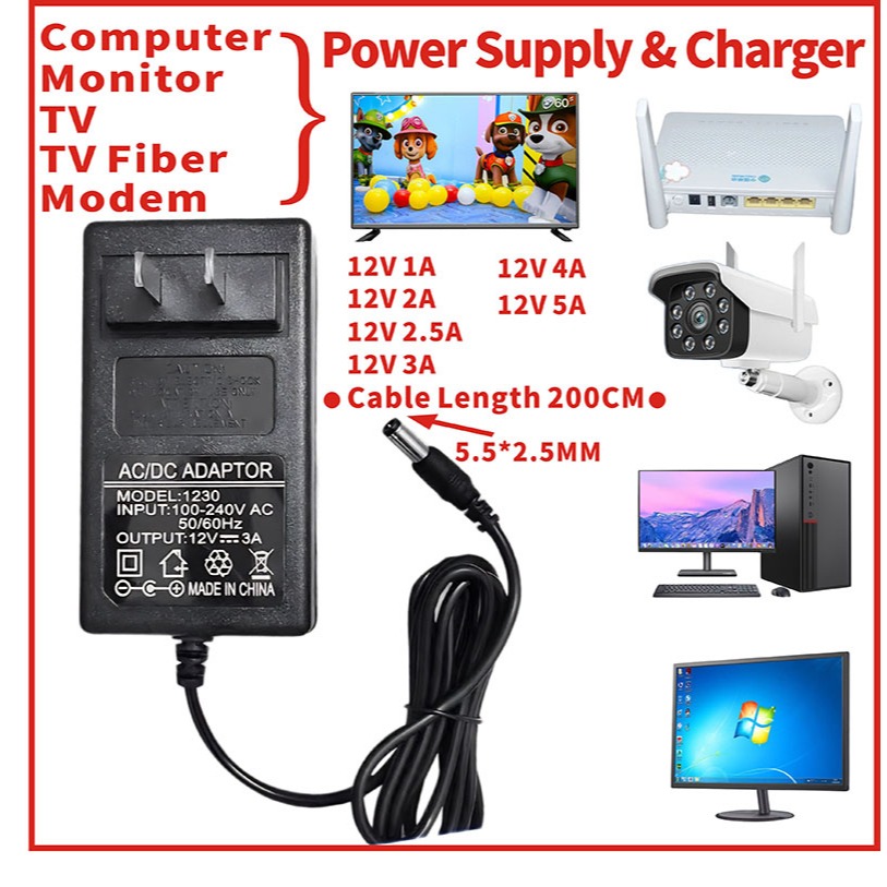 [High Quality]12V 1A 2A 2.5A 3A 4A 5A Fast Charger Adaptor for computer ...