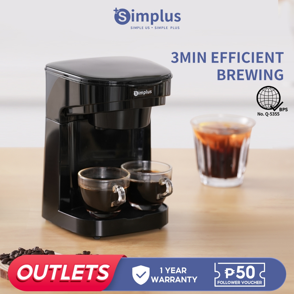 Simplus Drip Coffee Maker American Electric Coffee Machine for 1-2 Cups ...