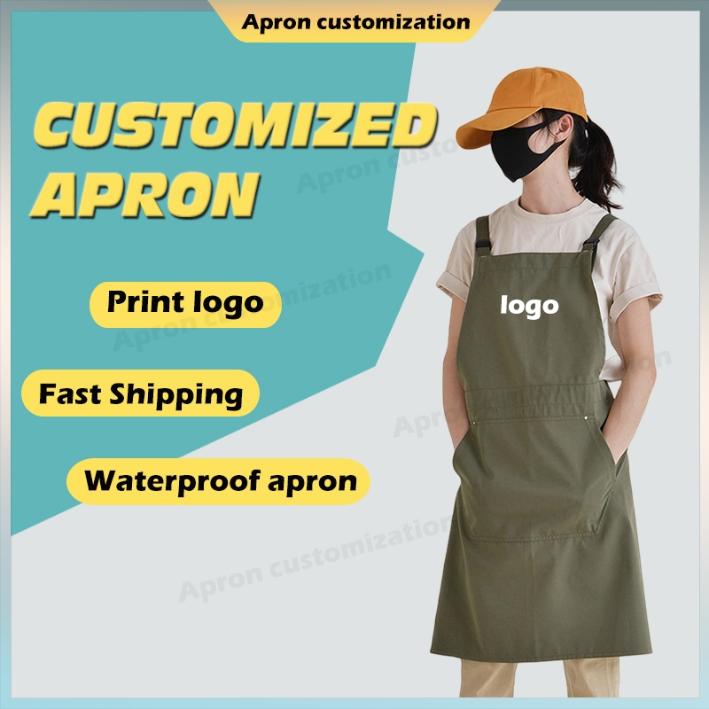 Ready Stock Japanese and Korean style waterproof apron custom name ...