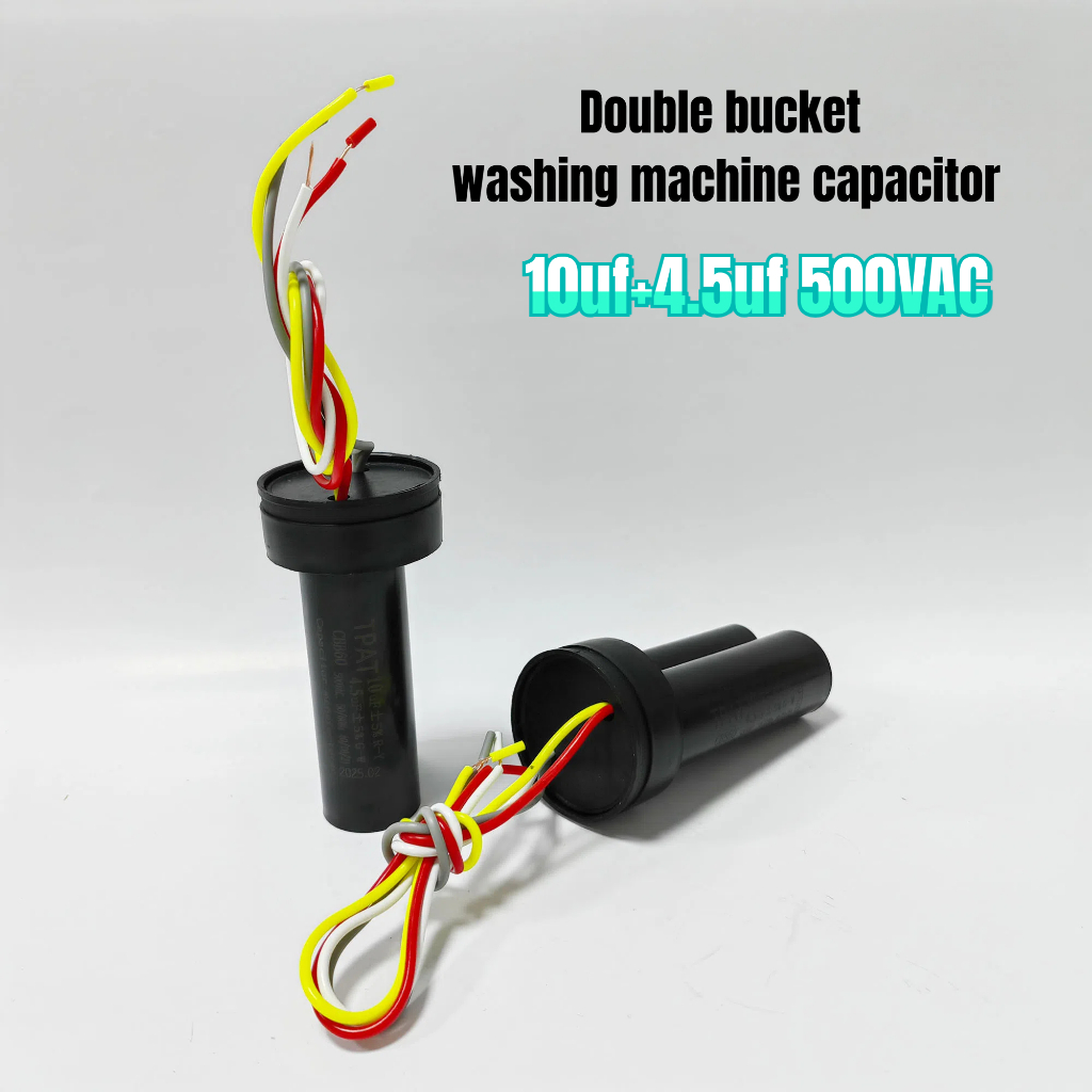 Cbb60 4-Wire Double-Barrel Washing Machine Capacitor 10UF+4.5 UF 500VAC ...