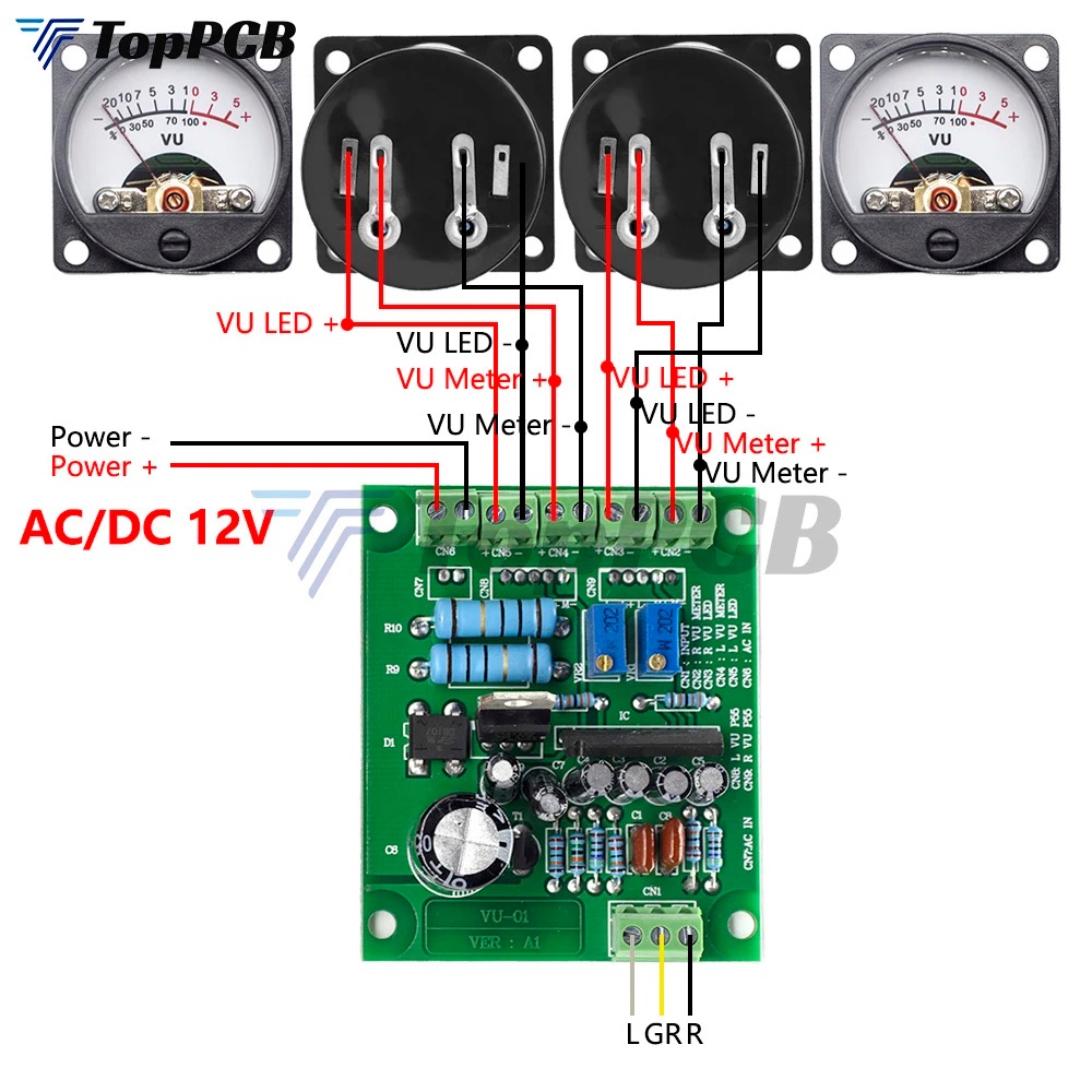 2PCS VU LED Meter Audio Level Indicator Sound Pressure Meter for Stereo ...