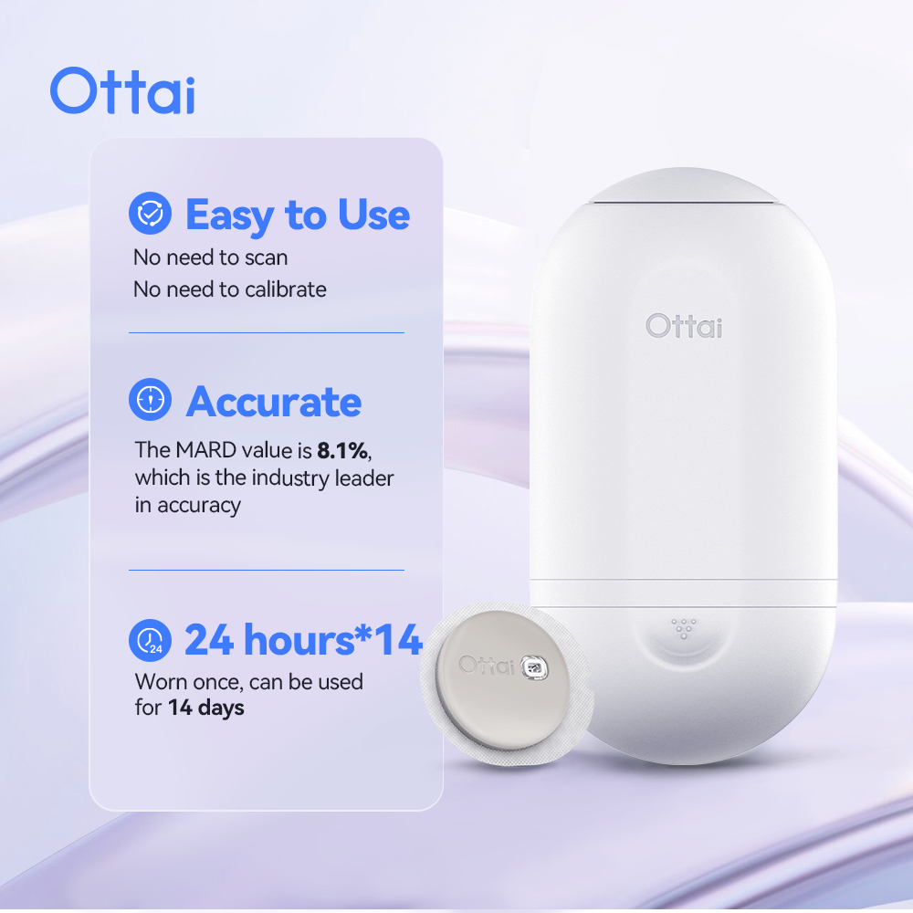 Ottai M8 Continuous Glucose Monitor 4 Sets No Finger Pricking Glucose Meter Glucose Monitoring ...