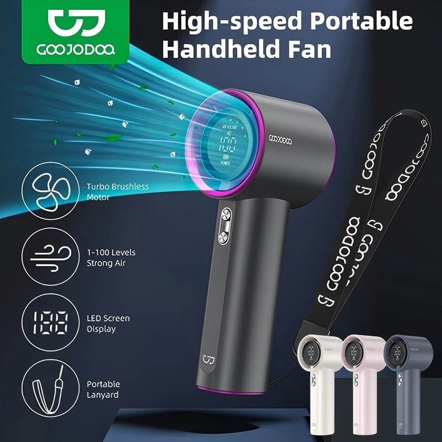 GOOJODOQ 4000 mAh Turbo Jet Mini Fan Rechargeable High-Speed Handheld ...