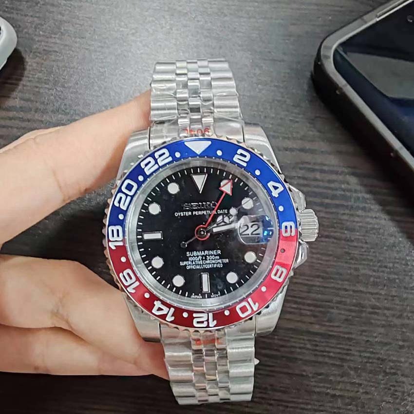 GMT Modified Watch 40mm Stainless Steel Case Sapphire Glass with ...