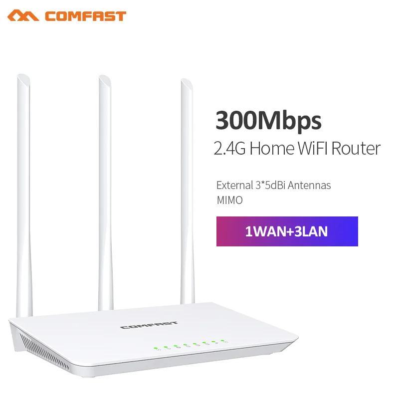 Comfast 300Mbps WiFi Router 2.4GHz Home Use Wireless Router 3*5dBi High Gain Omni -Directional ...