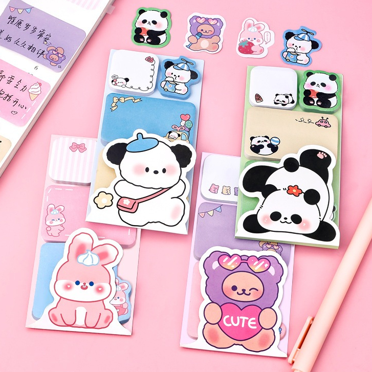 Cute Cartoon Memo Sticky Note Set Kawaii Animal Memo Pad School Office ...