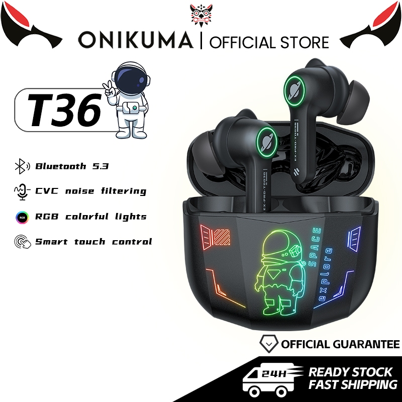 ONIKUMA T36 Gaming Earbuds Wireless Bluetooth5.3 Low Latency HD Stereo ...