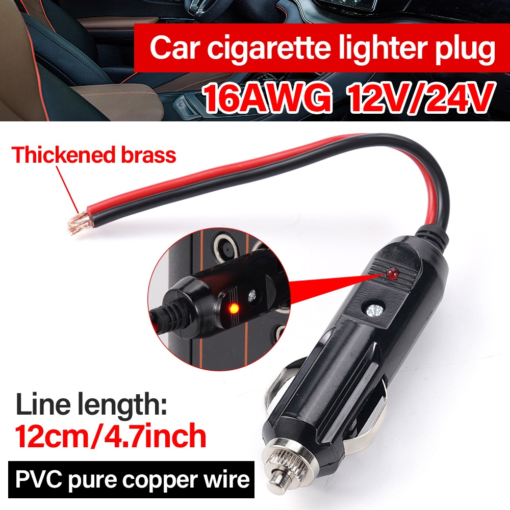 1/2/3pcs Copper Wire High-power 16AWG 12V 24V Auto 20A Car Cigarette ...