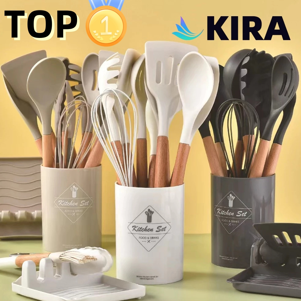 KIRA silicone kitchen utensils set 12 pcs Non-stick Silicone Cooking ...