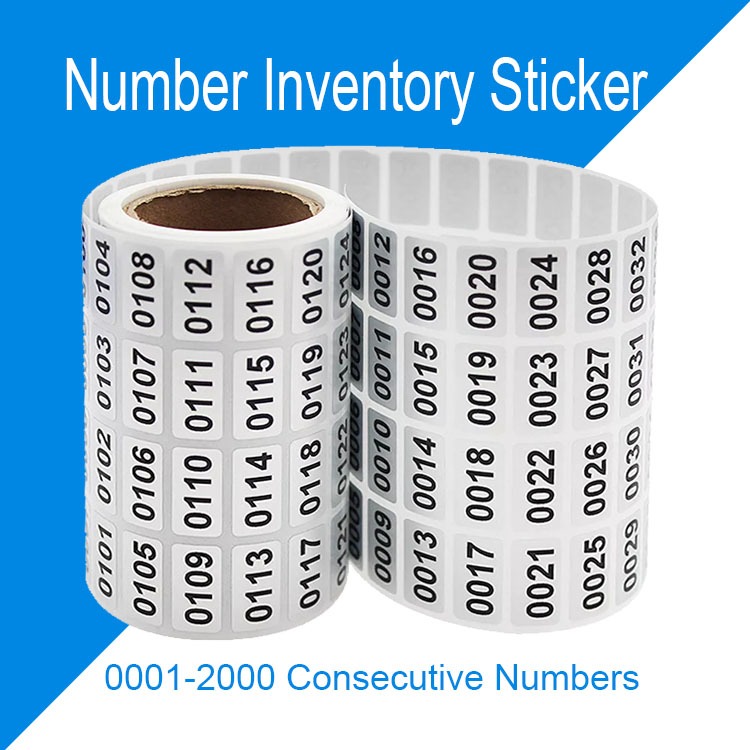 1-2000 Number Sticker Label Inventory Sticker Consecutive Number ...