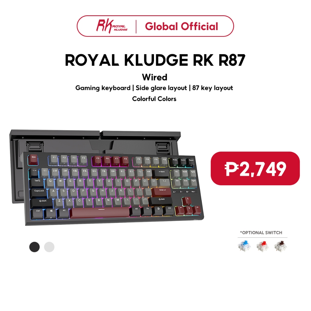 NEW Royal Kludge RK R87 87 Key Wired Professional Game Hotswap ...