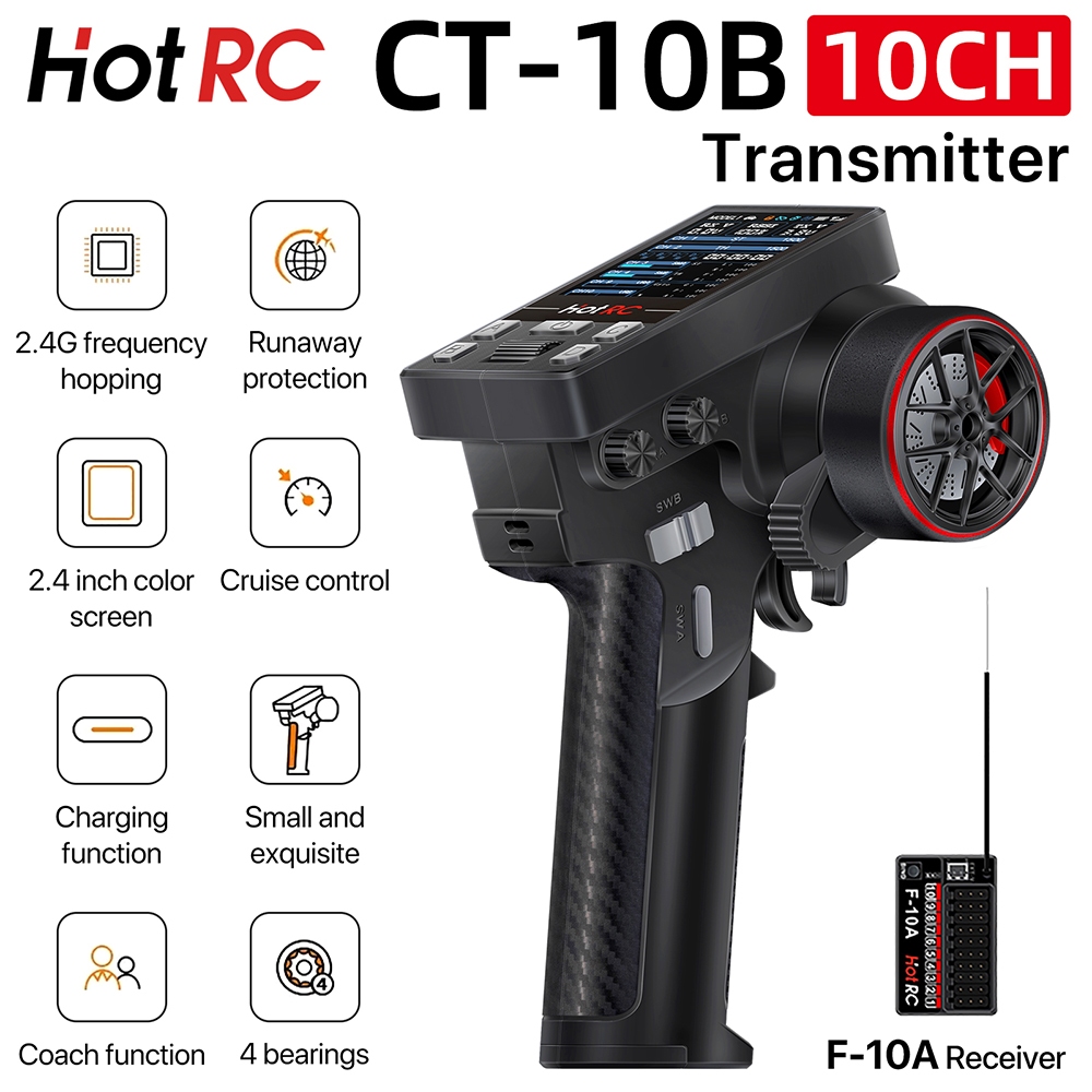 HotRC Transmitter CT-10B 10CH 2.4GHz Radio System Remote Controller ...
