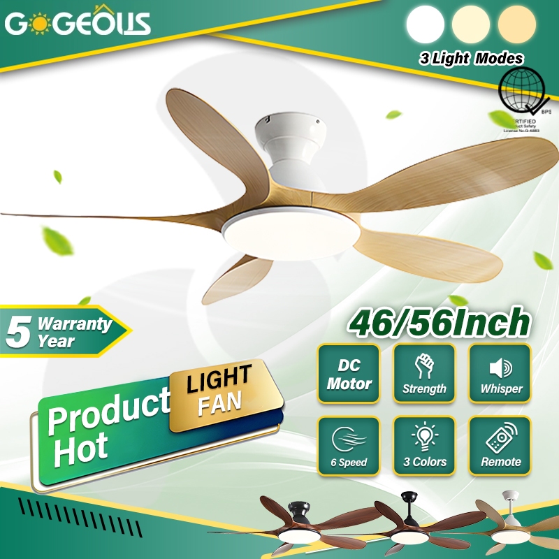 Gogeous 46/56 inch Ceiling Fan With Light Nordic Decoration 6 Speed ...