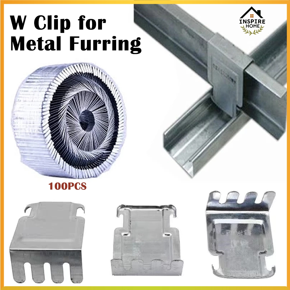 100pcs W Clip Double Furring Clip Metal Furring Wall Clip Ceiling Work ...