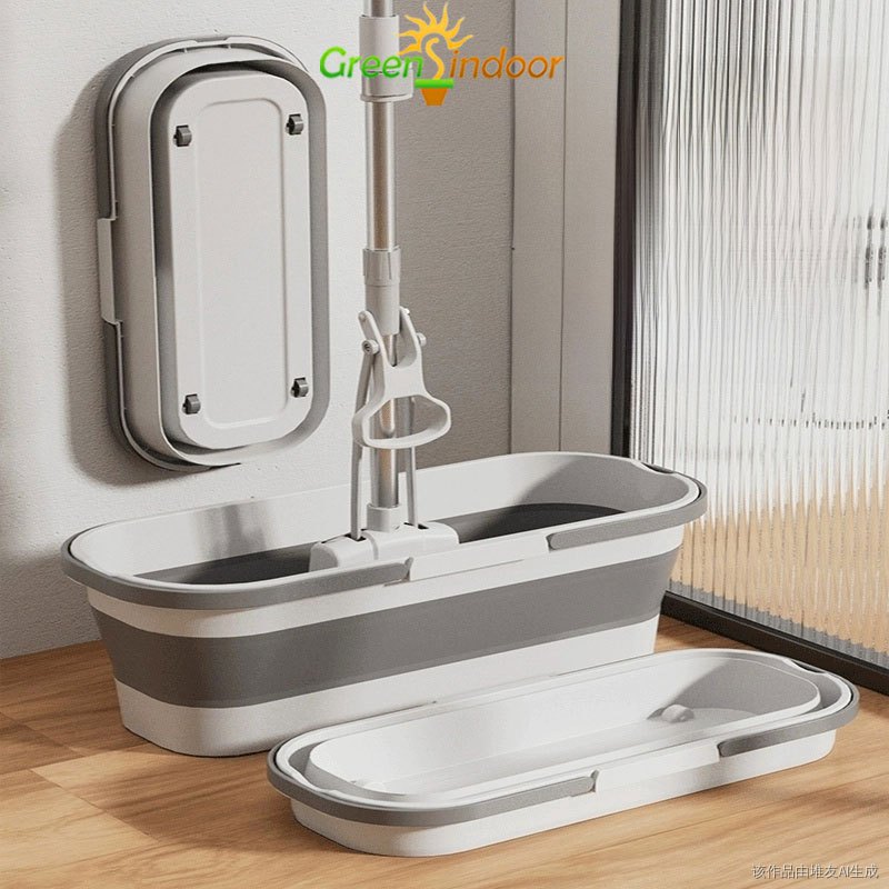 60CM Large Foldable Mop Bucket Rectangular Silicone Portable Bucket ...