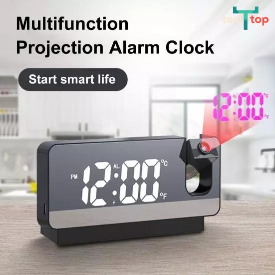 Projection Alarm Clock LED Digital Smart Alarm Clock Mirror Display ...