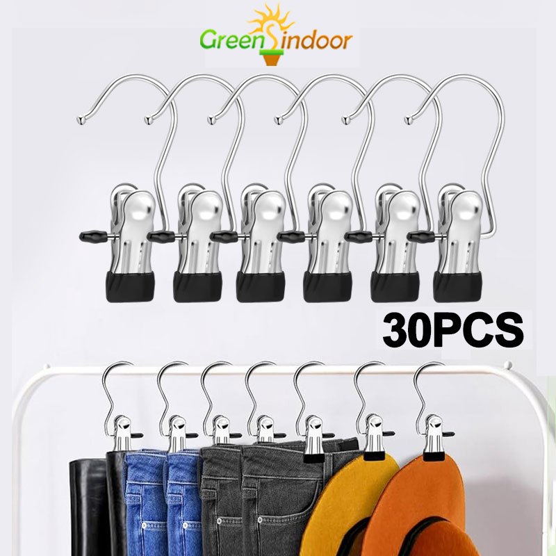 30pcs Portable Clip Hanger Laundry Hanging Hooks Clips Closet Storage ...