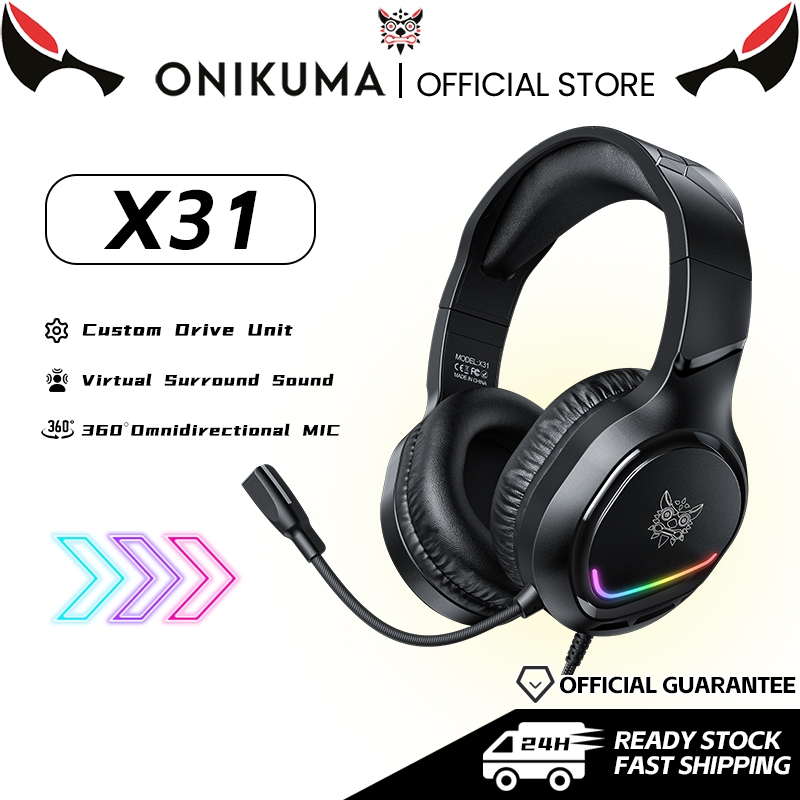 ONIKUMA X31 Wired Headset Surround Sound Over Ear Gaming Headphones ...