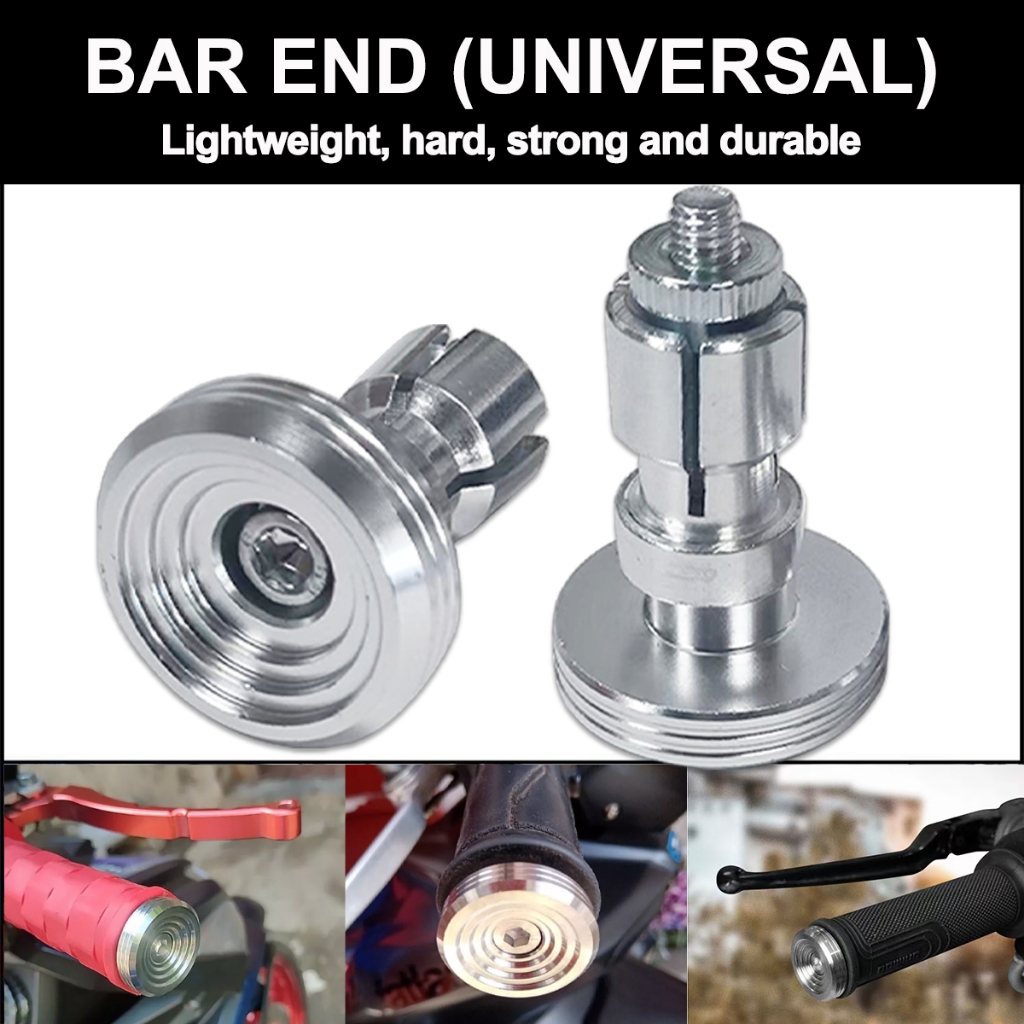 ☑️CNC BAR END UNIVERSAL PAIR SET Chrome Motorcycle Bar End CNC Concave ...