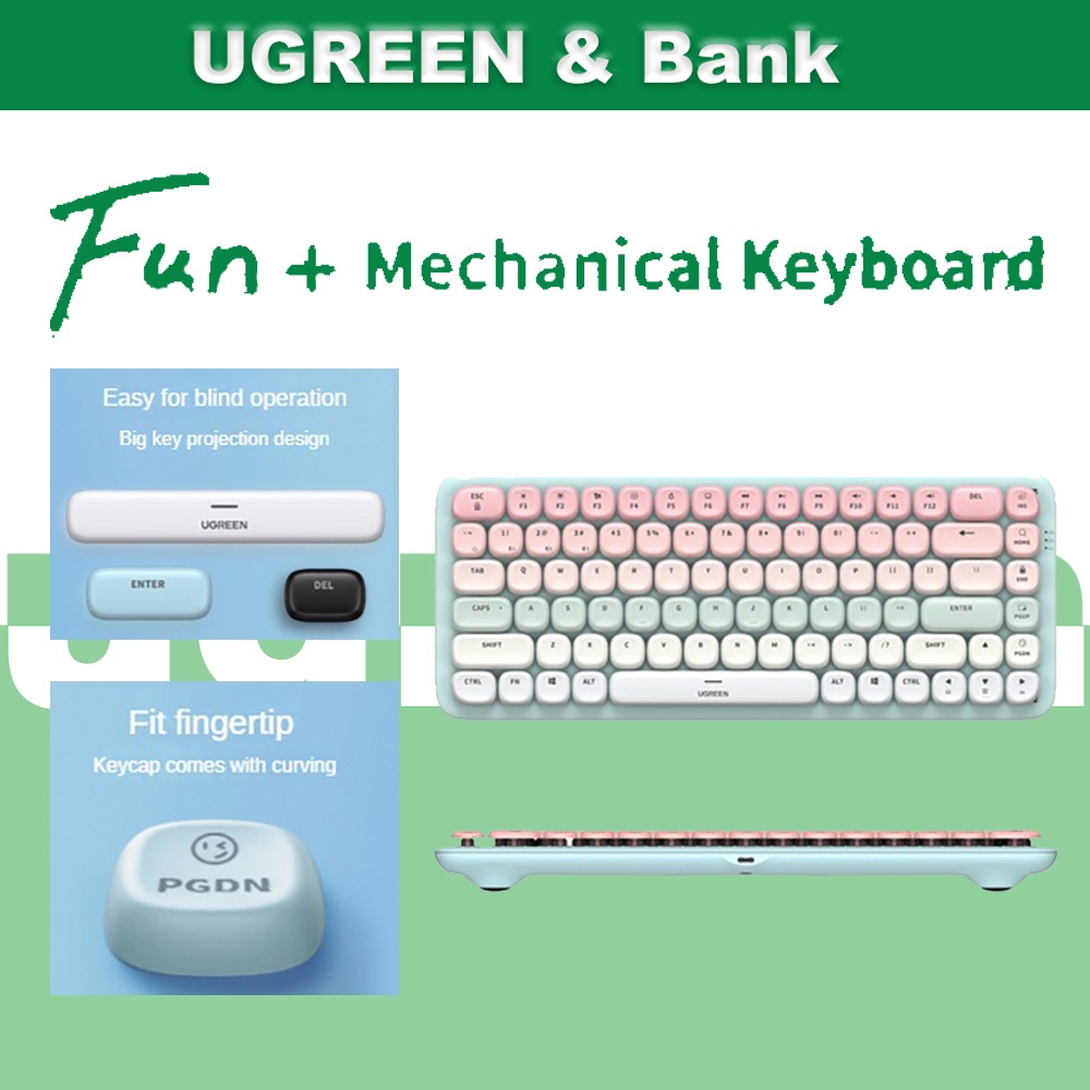 Ugreen FUN Bluetooth wireless rechargeable mechanical keyboard 84 keys ...