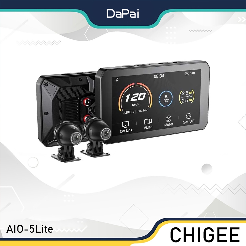 CHIGEE AIO-5Lite motorcycle intelligent car machine Carplay navigation driving recorder front ...
