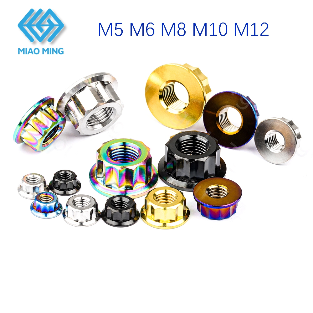 1PCS Titanium Alloy Nut M5 M6 M8 M10 M12 Flange 12 Point Bi Hex Nuts ...