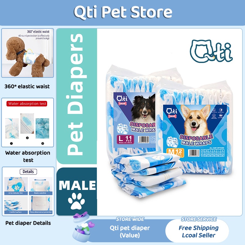 Qti Pet Diaper Male Dog Diapers XS-XL 15pcs-17pcs | Shopee Philippines