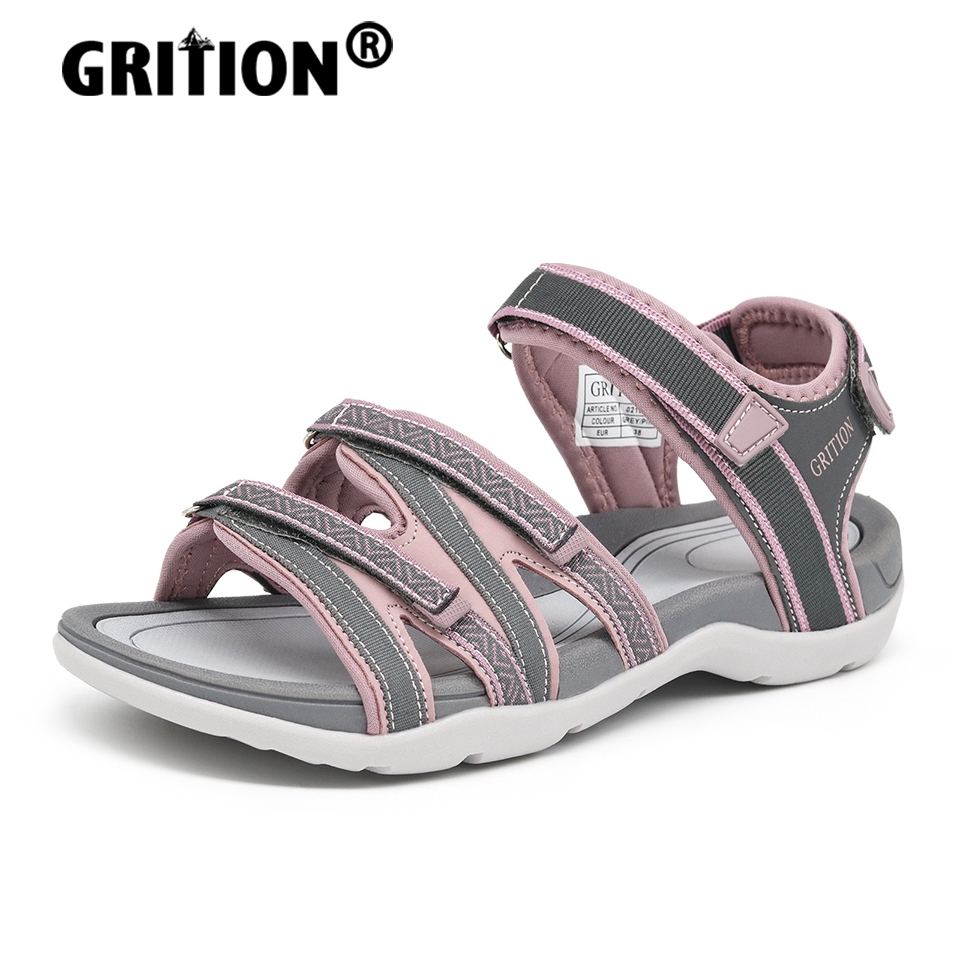 GRITION Women’s Hiking Sandals with Arch Support Adjustable Hook Loop ...