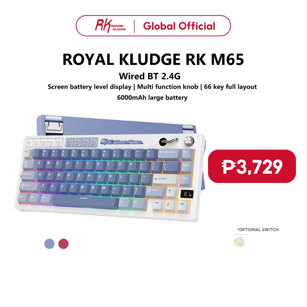 Royal Kludge RK M65 Ocean Blue 66 Key Tri-Mode RGB Wired Bluetooth 2.4G ...